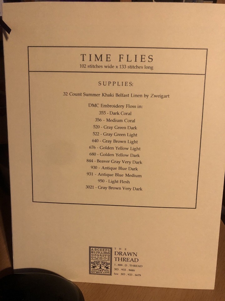 The Drawn Thread Cross Stitch Chart - Time Flies - | eBay UK