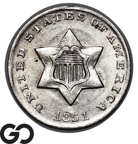 1851 Three Cent Silver Piece, Nicely Struck Choice BU | eBay