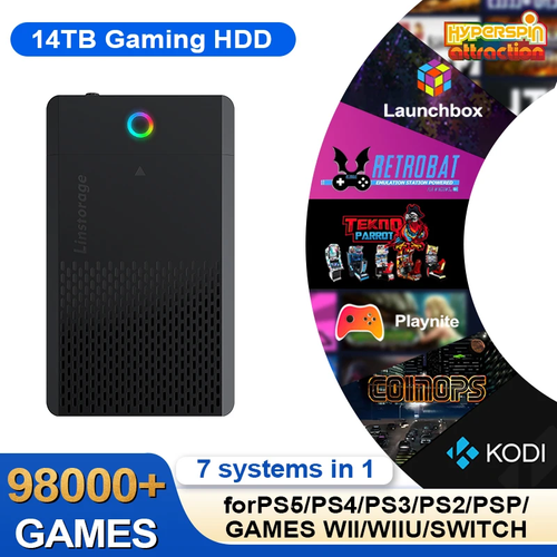 PEAPRIT 14TB Gaming Hard Drive 98K+ Retro Games for Hyperspin Launchbox ...