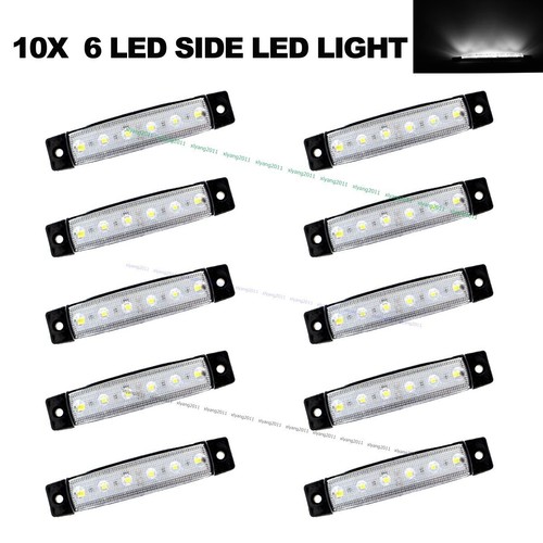 10X White 12V 6 LED Clear Side Marker Lights for Car Lorries Buses ...