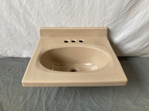 Vtg NOS 17x19 Ceramic Mocha Tan Porcelain Vanessa Bath Sink Old Eljer ...