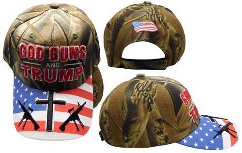 God Guns And Trump USA Flag Bill Rifles Cross Real Tree Camo ...