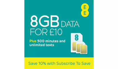 EE Sim Card Pay As You Go £10 Pack 8GB Data Unlim SMS Mini Micro Nano ...