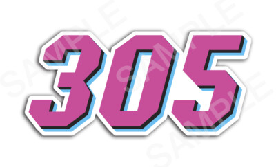 Miami 305 Sticker Decals (Pink) (Small) | eBay