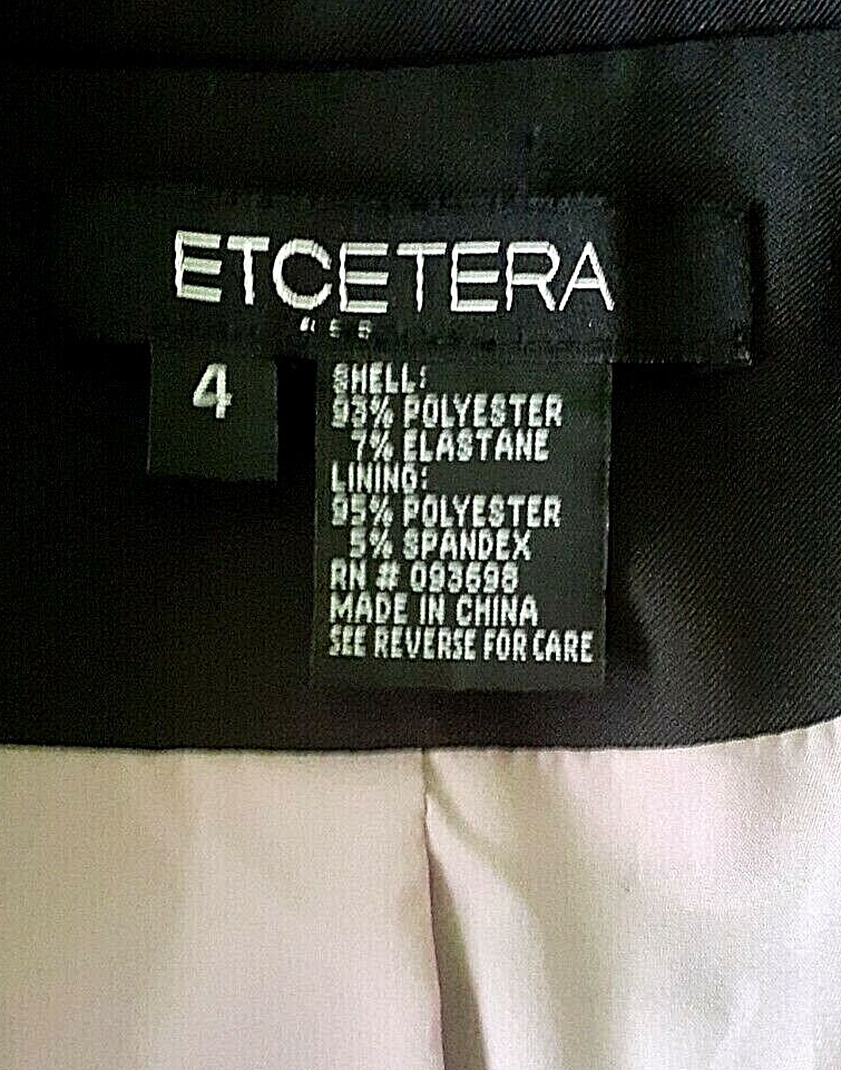 ETCETERA BLAZER SUIT JACKET BLACK LINED HIDDEN SNAP BUTTONS POCKETS ...