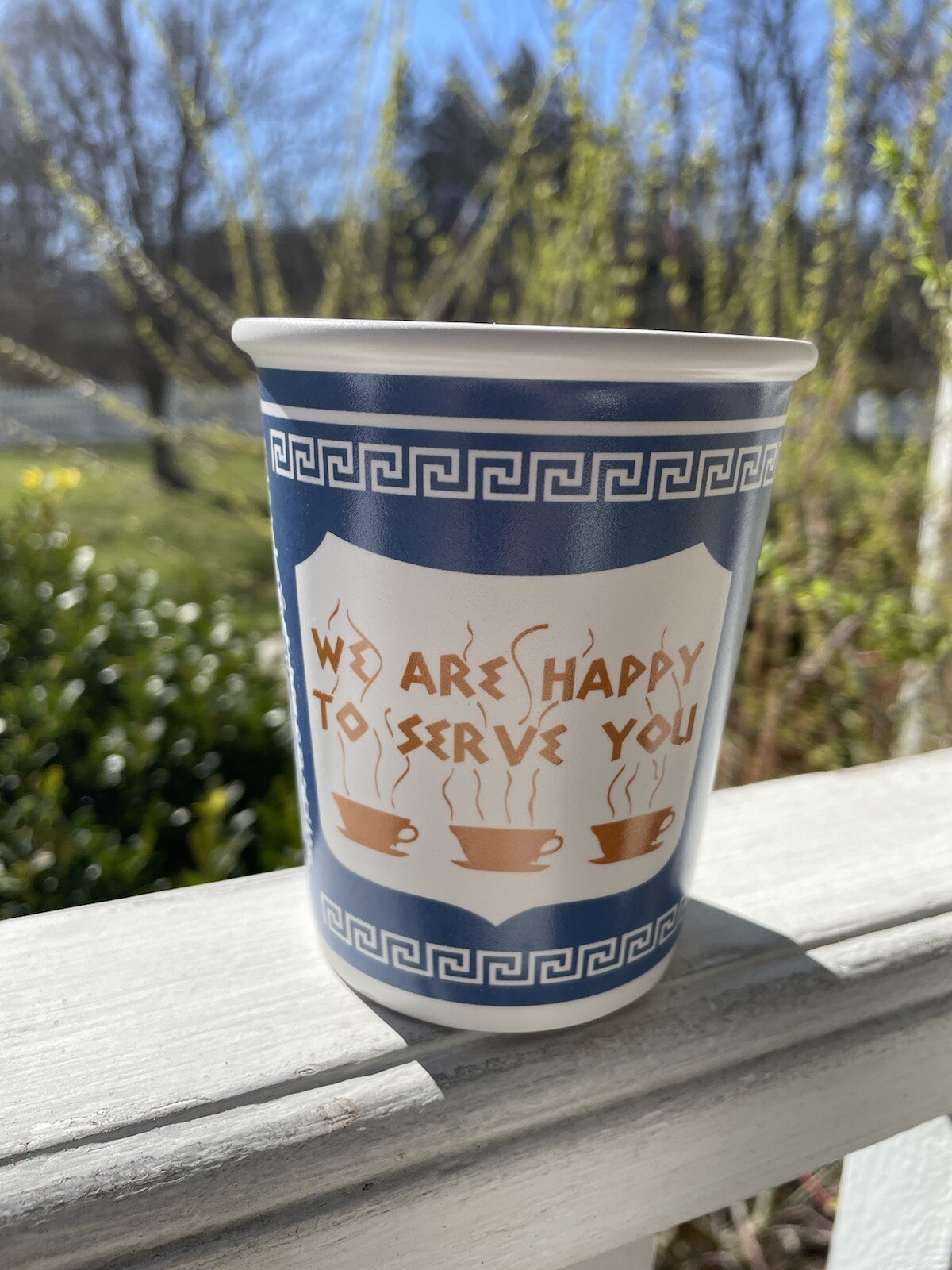 We Are Happy To Serve You Ceramic Cug NYC Greek Diner Souvenir | eBay