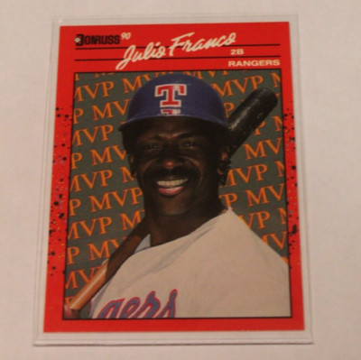 1990 Donruss BC-14 Julio Franco Double ERRORS-No period after Inc, 1958 ...