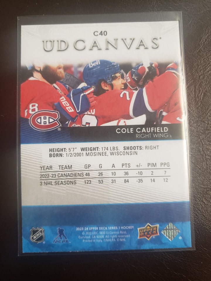 COLE CAUFIELD 2023-24 Upper Deck Series 1 UD Canvas Insert Card C40 SP ...