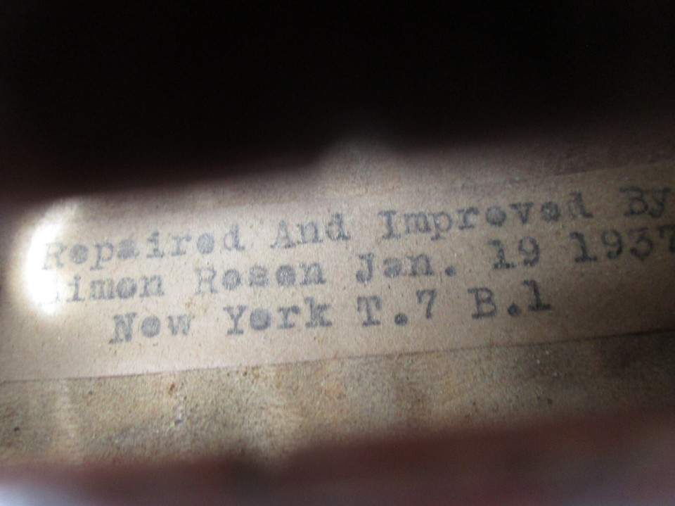 Antique Violin 23.5", Repaired '37 by Simon Rosen, NEEDS PARTS NICE ...