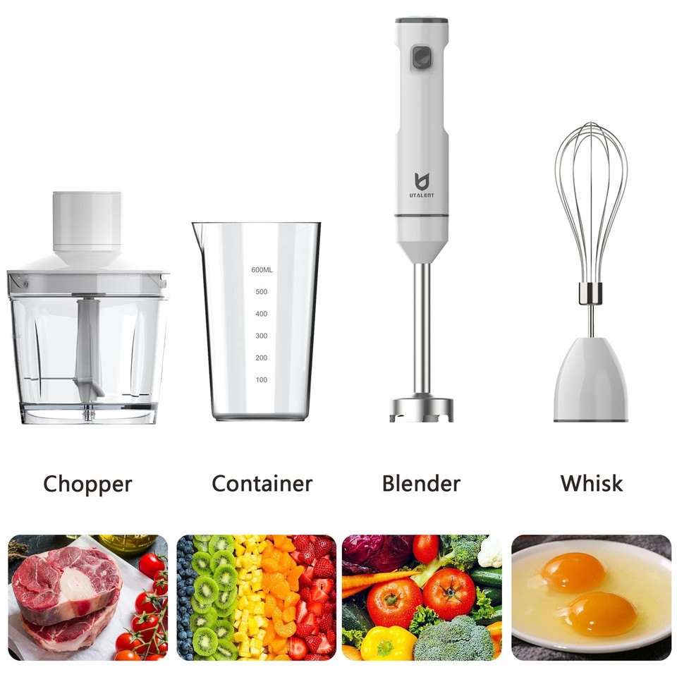 Cordless Hand Blender, UTALENT Variable Speed Immersion Blender ...