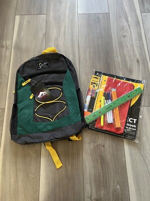 High Trail Green Backpack Bookbag w 30 Piece School Supplies For K-12 ...