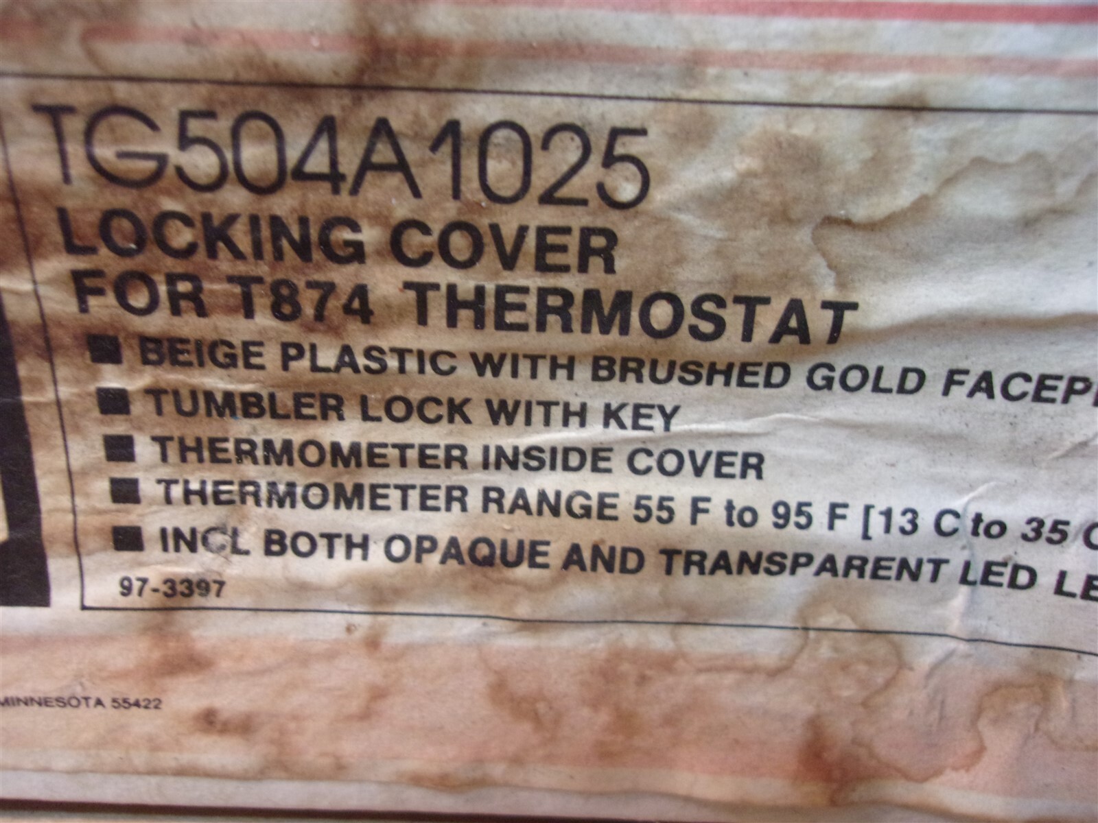 NEW Honeywell TG504A1025 Locking Cover for T874 Thermostat *FREE ...