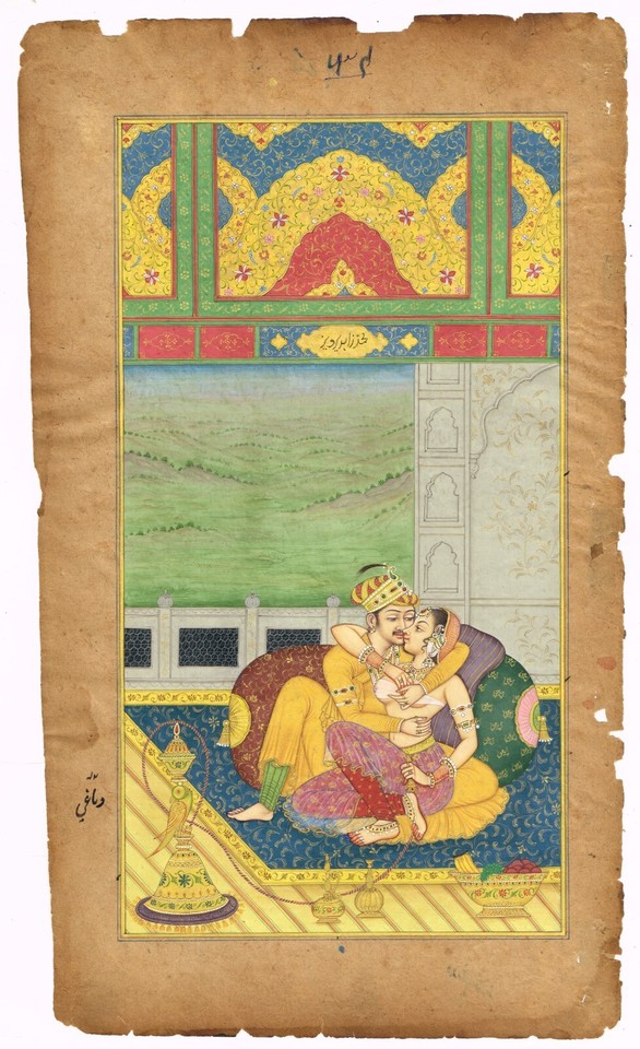 Hand Miniatur Malerei Von King Akbar & Queen Jodha Bai Liebe Szene 19 ...