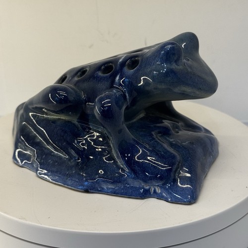 Peters & Reed ZANE POTTERY? Mottled Blue LANDSUN Vintage Frog Flower ...
