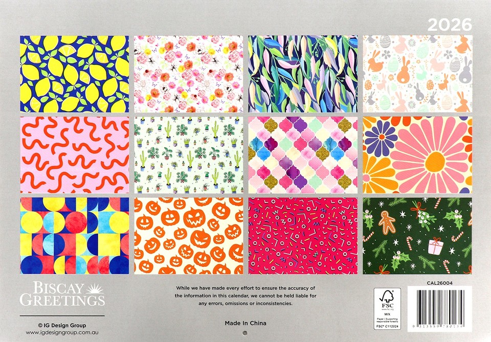 2026 Big Dates - Rectangle Wall Calendar 14 Months Hanging Planner New ...