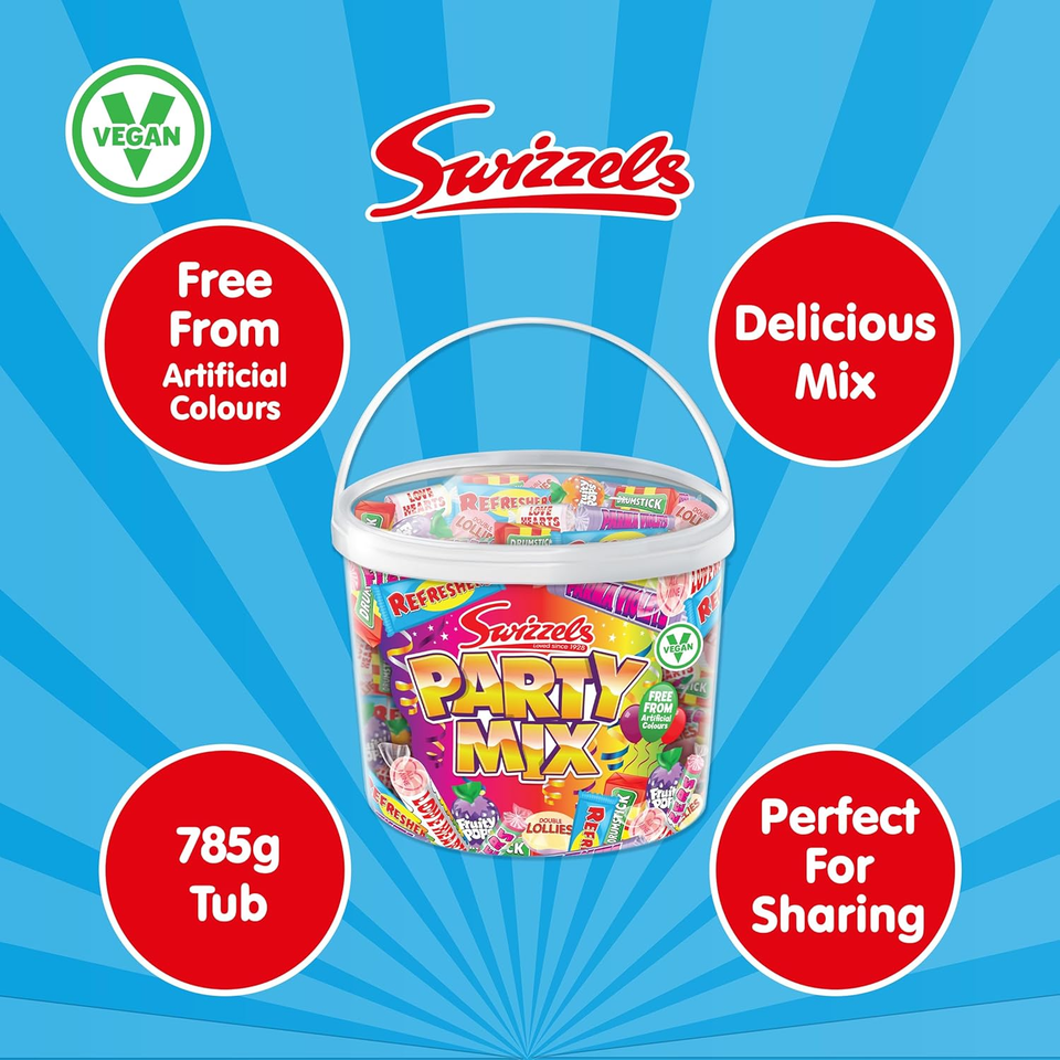 Swizzels Party Mix Tub 785G Retro Sweets in Bulk Vegan Friendly Family ...
