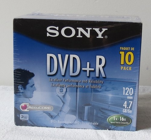 New 10 Pack Sony DVD+R 4.7 GB 120 min. 1-16x with Jewel Cases | eBay