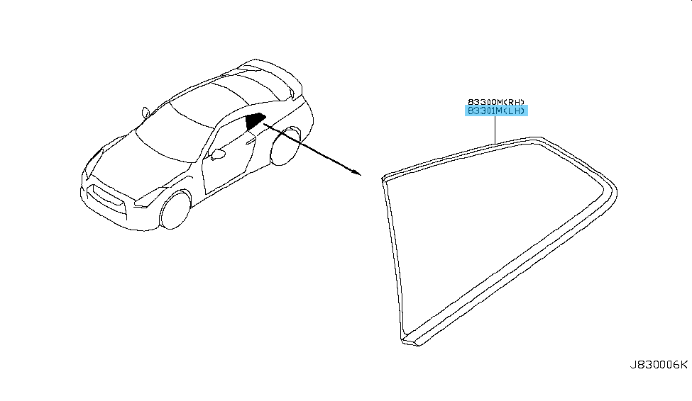 NISSAN GT-R R35 11-23 Genuine Rear Quarter Glass Window Left 83307 ...