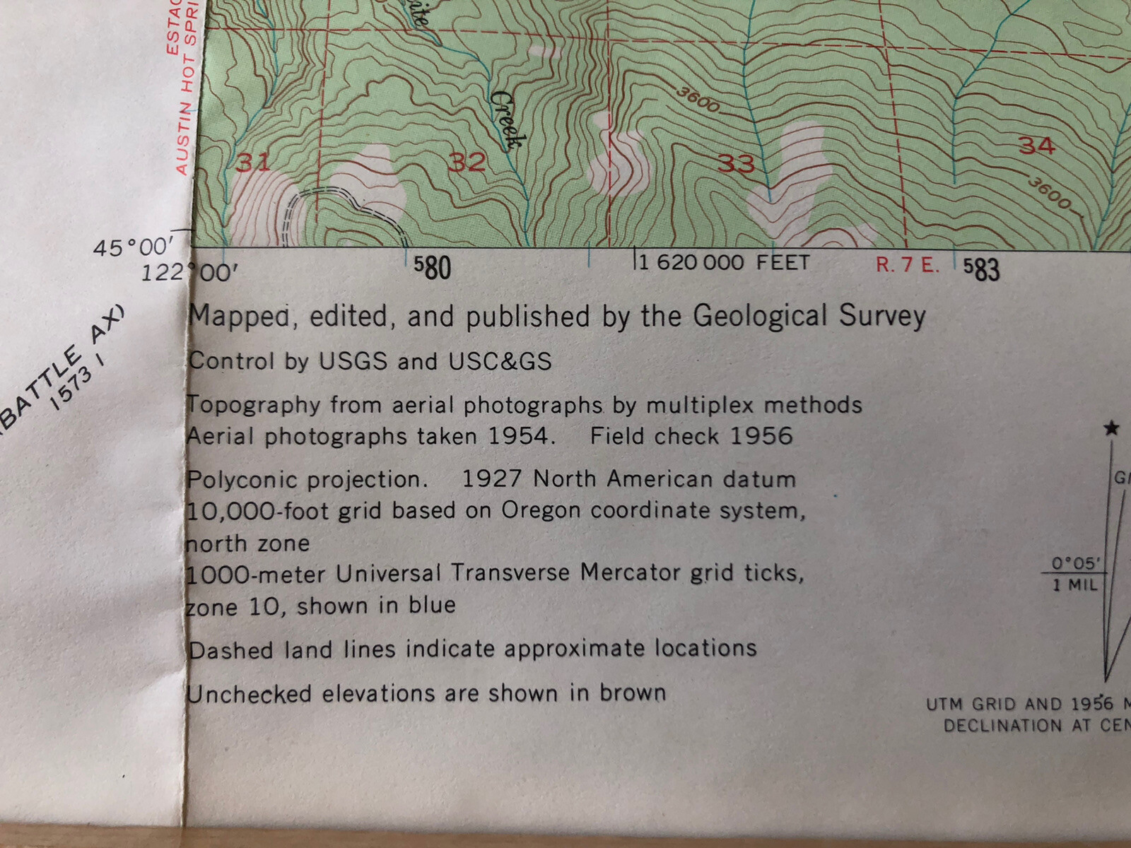 US Forest Service Map 1956 Mt Hood National Forest High Rocks ...