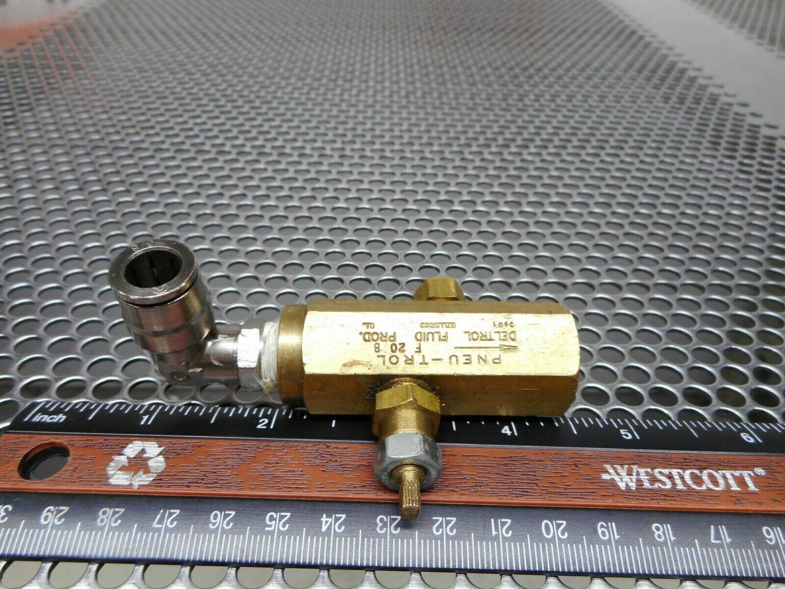 PNEU-TROL F20B Flow Control Valve With 3/8 Elbow Fitting Used With ...