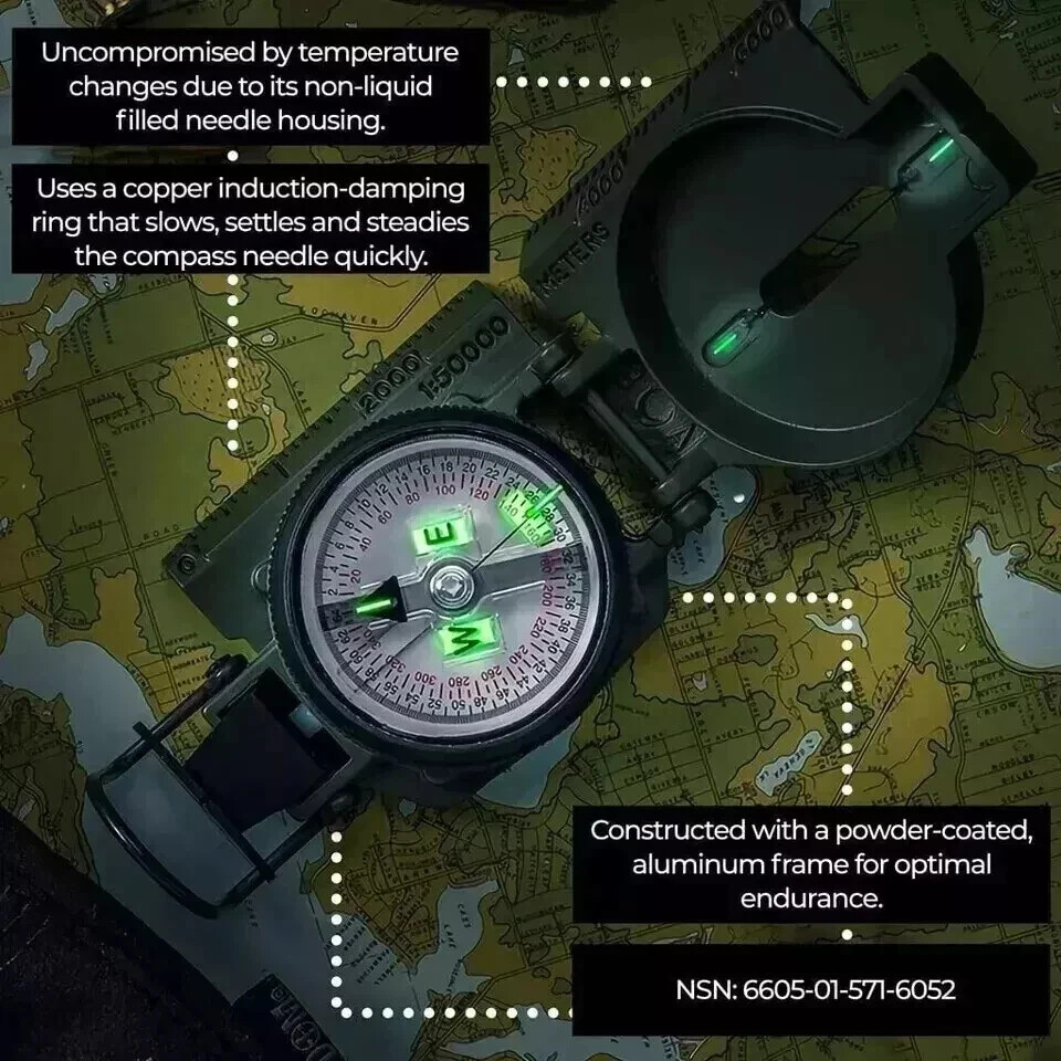 Cammenga Official US Military Lensatic Compass, Accurate Waterproof 3H ...
