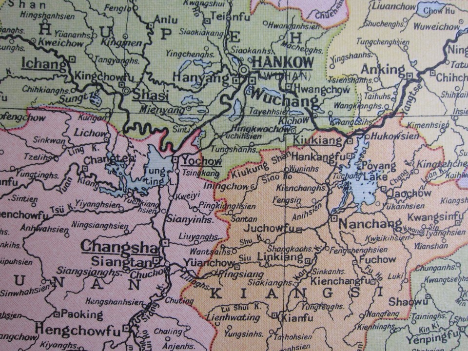 1935 Landkarte ~ China Hankow Nanking Kiangsi Hunan Fukien Foochow | eBay