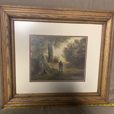 Antique Original Painting Signed Henry D Hunt 1912 Forest Pathway Old ...