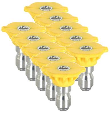 10 PACK 15 Degree Spray Tip Pressure Washer Nozzle Yellow #3.5 Q/C ...