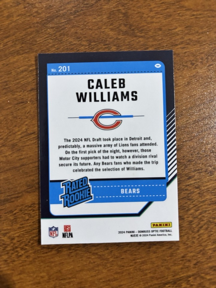 2024 Panini Donruss Optic Caleb Williams Rated Rookie Base RC #201 ...