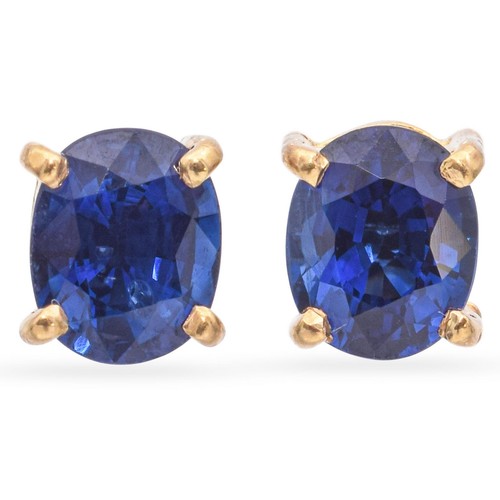 18K Yellow Gold Oval 0.68 TCW Sapphire Stud Earrings | eBay
