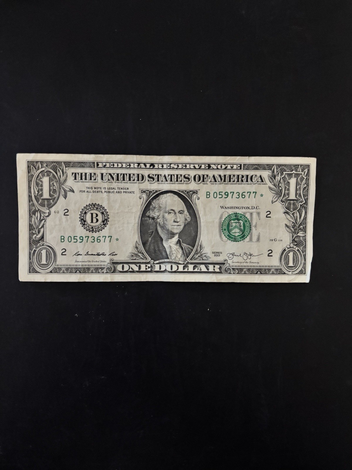 2013 Duplicate Star Note B05973677 Fancy Dollar Serial Number | eBay