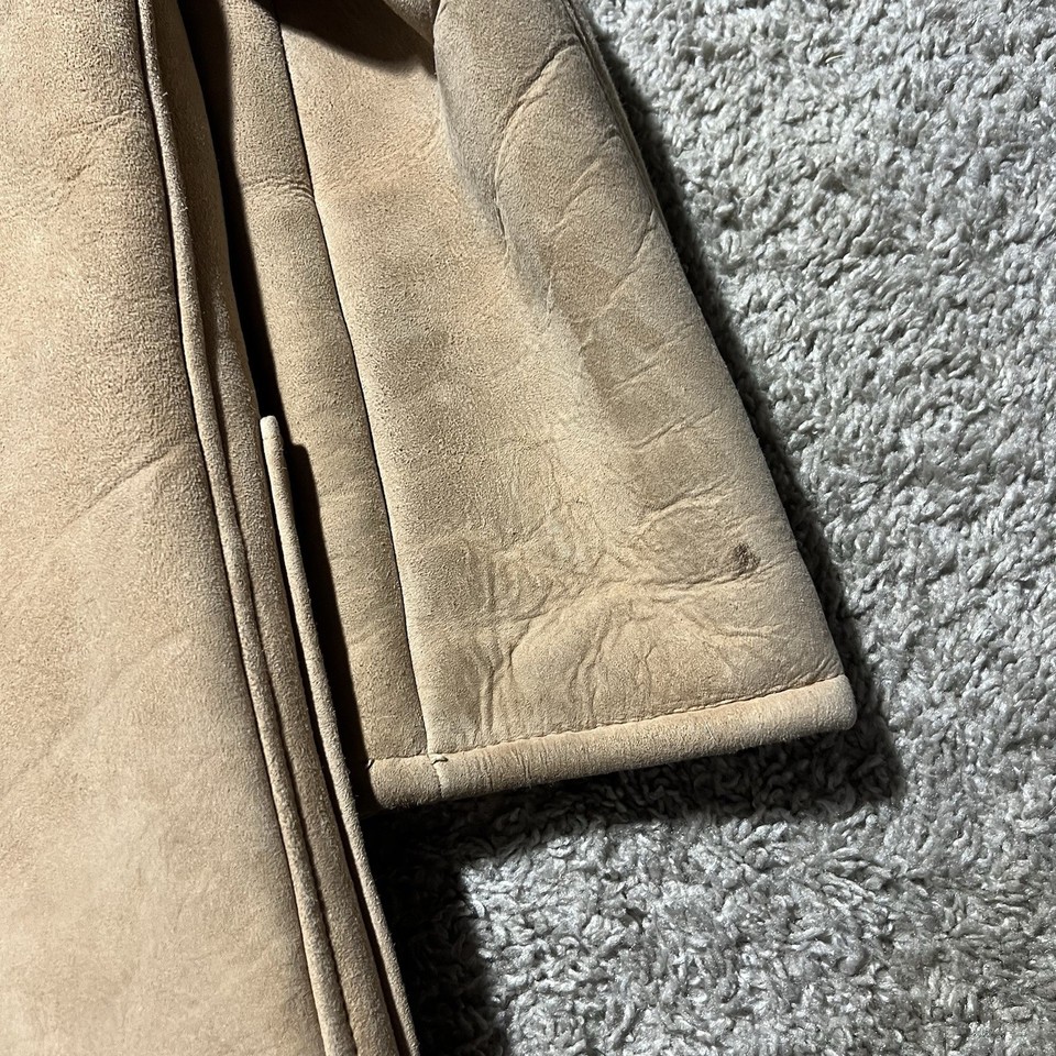 True Vintage Franklin Simon Suede Sherpa Leather Coat Womens Medium Tan ...
