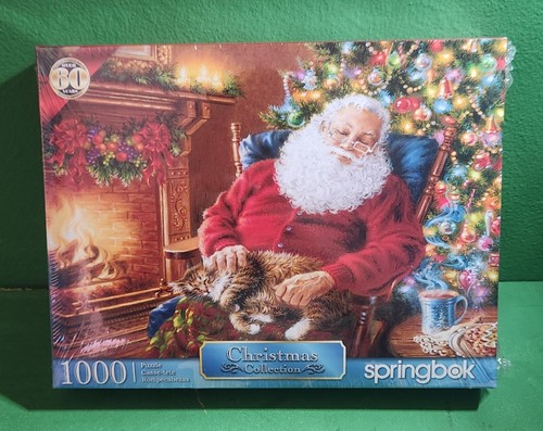 Springbok Puzzle Santas Cat Nap 1000 Piece Kitty 24x30" Box Factory ...