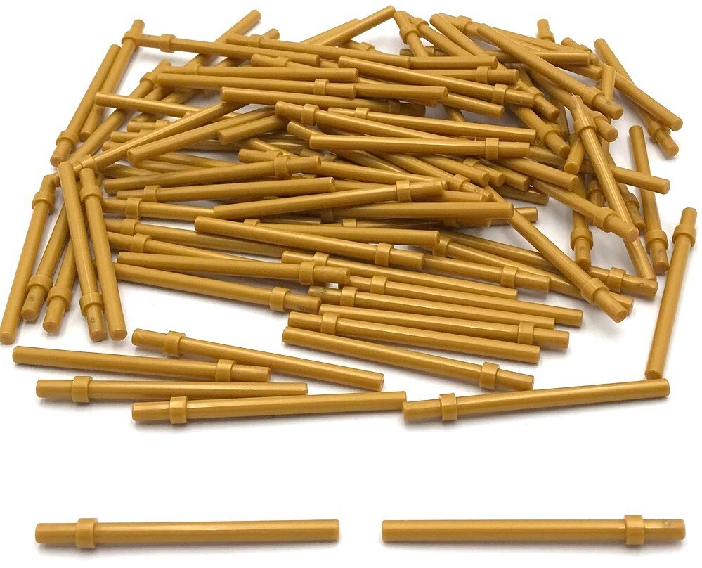 Lego 100 New Pearl Gold Bars 6L w/ Stop Ring Parts | eBay