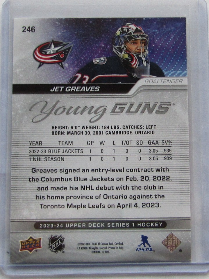 2023-24 Upper Deck #246 Jet Greaves-Rookie Young Guns | eBay