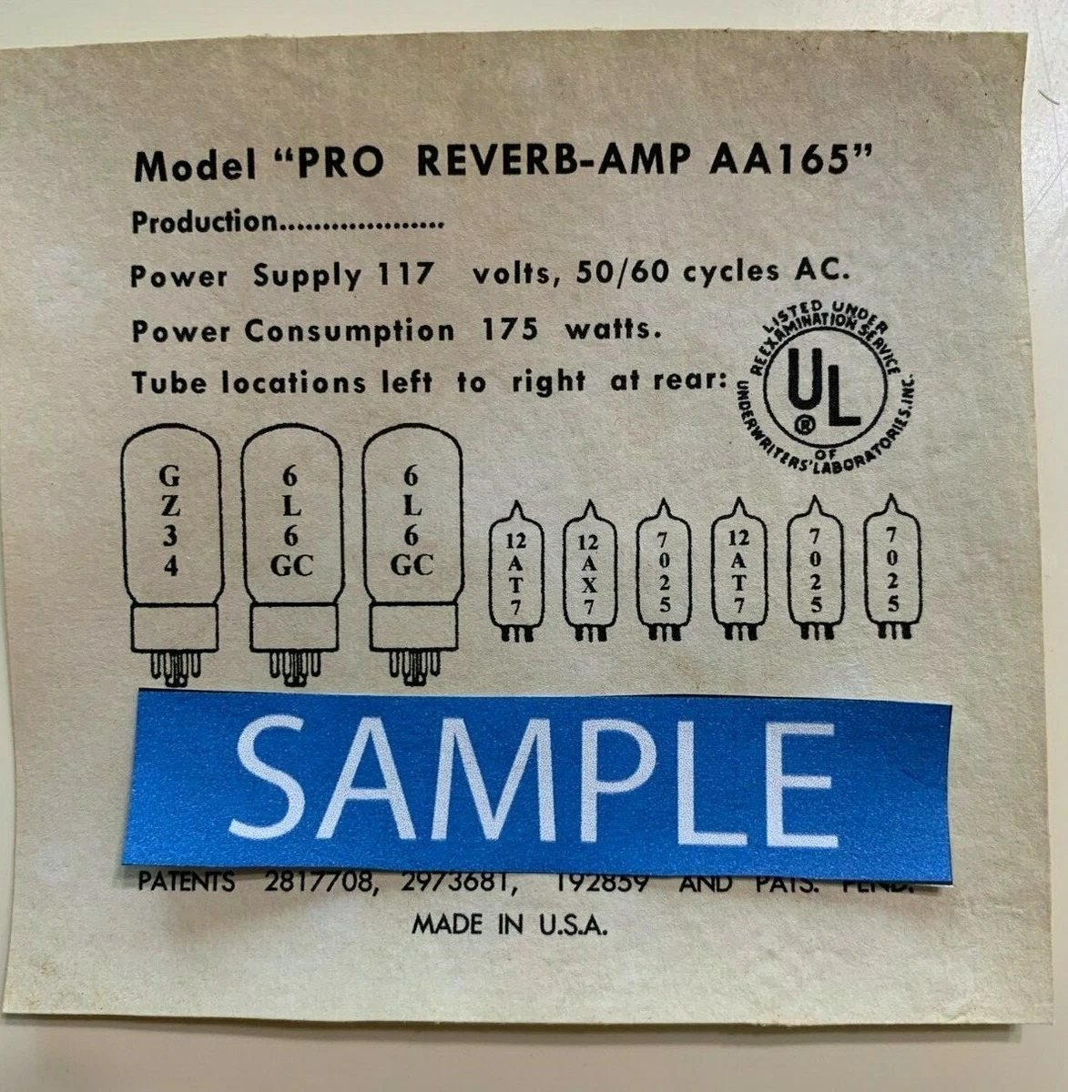Deluxe Reverb Tube Chart