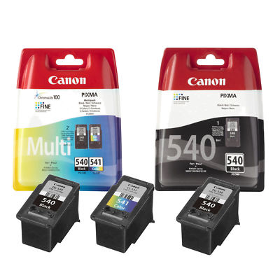 2x Genuine Canon PG540 Black & 1x CL541 Colour Ink Cartridge For PIXMA ...