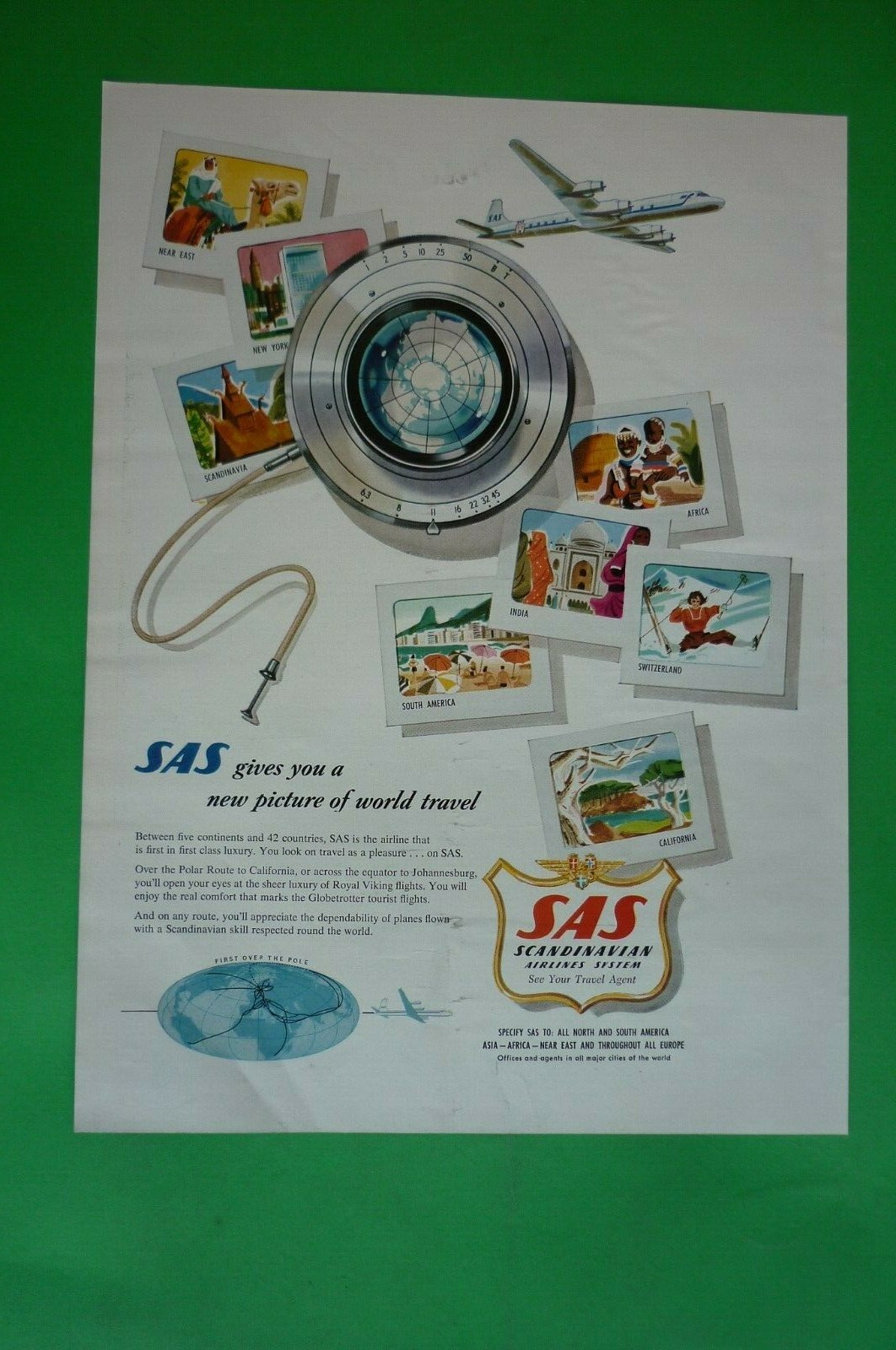 SAS Escandinavia Airlines System Compañía Aérea Publicidad 1 Página ...