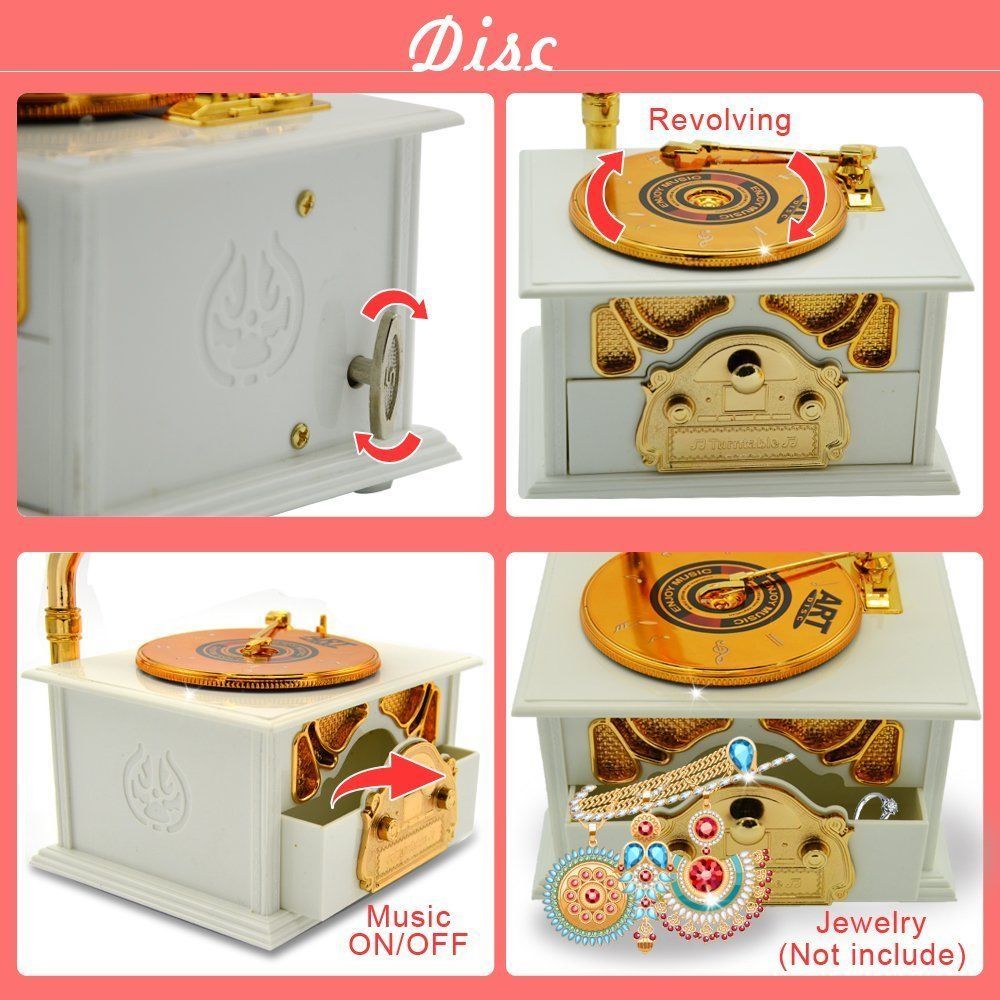 Classical Trumpet Horn Turntable Gramophone Art Disc Music Box Make up ...