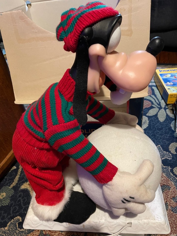 Vintage Santa’s Disney Animated Goofy Rolling Snowball, Mickey ...