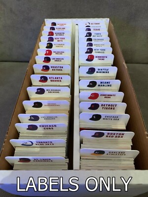 30 Customized MLB Baseball Cap Team Labels For BCW Tall Card Dividers ...