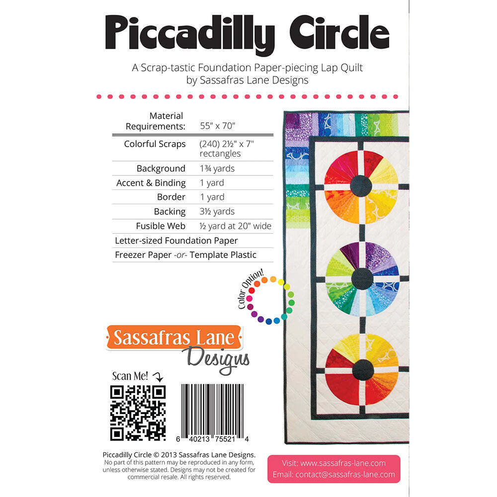 Sassafras Lane Designs Piccadilly Circle Quilt Pattern | eBay