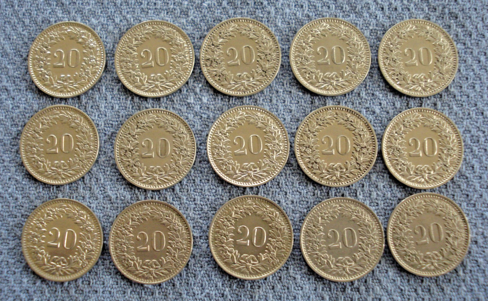 15 Different Swiss 20 Rappen Coins 1920-1947 | eBay