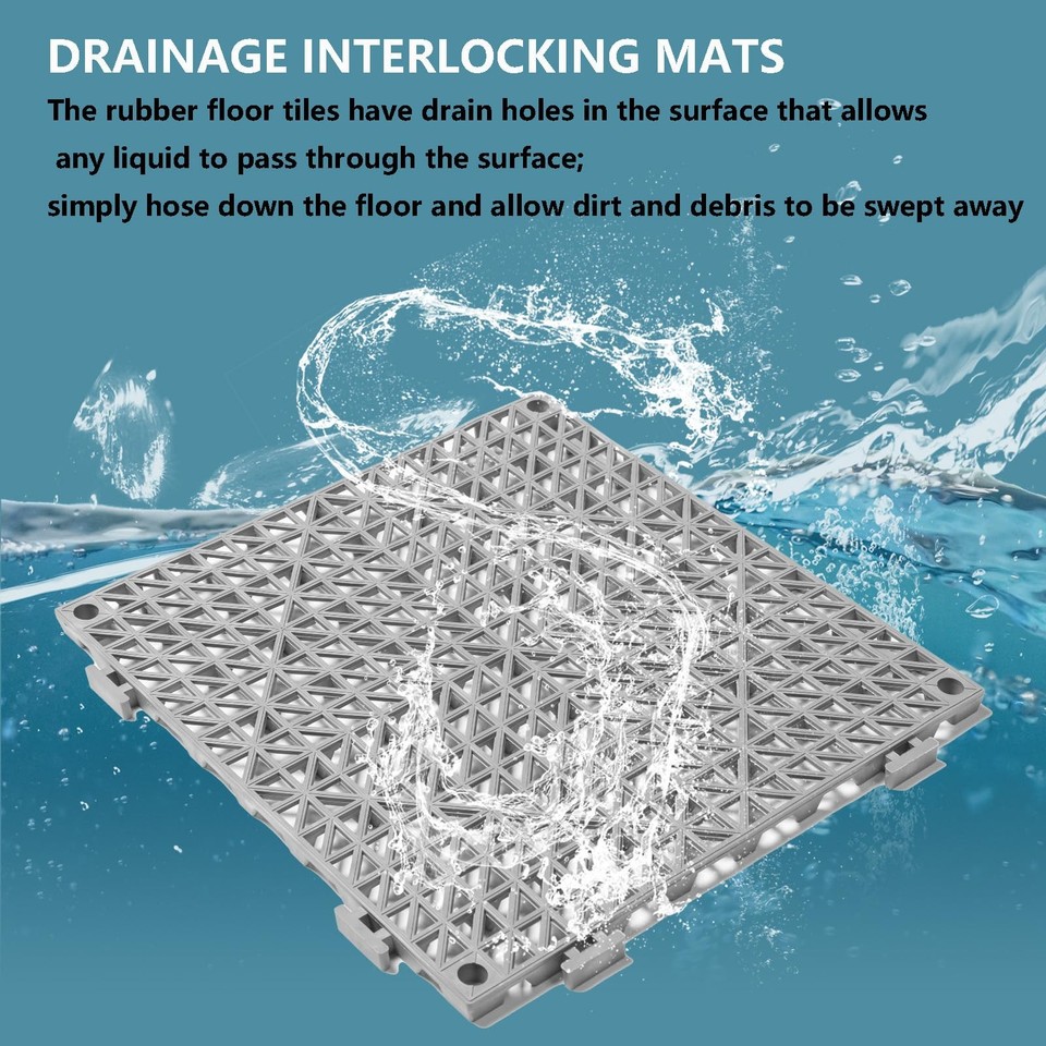 12” x 12” Drainage Interlocking Floor Tiles, 12 Pack Non-Slip Pool Deck ...