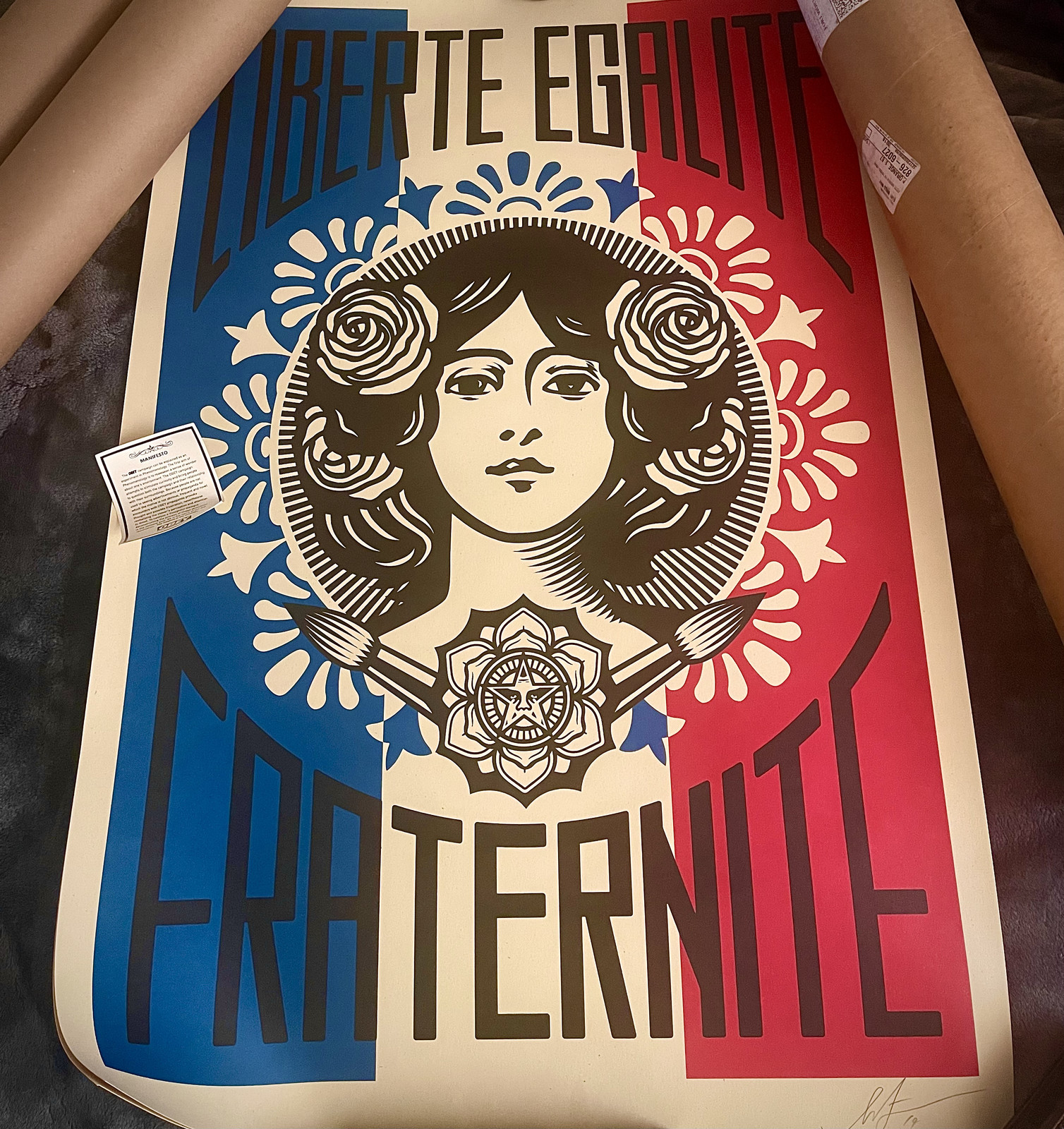 2 SIGNED Shepard Fairey Paris Liberte Egalite Fraternite Print Poster ...