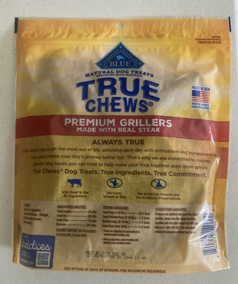 Blue Buffalo True Chews Premium Grillers Natural Chicken Dog Treats 20 ...