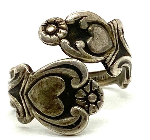 Avon Antique Sterling Silver Statement Heart Love Ring Size 9 Band ...