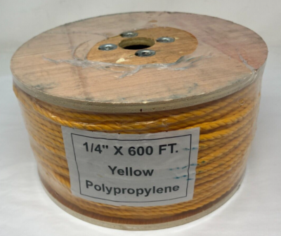 1/4 Inch x 600 Ft Yellow Twisted Braid Polypropylene Rope Spool for ...