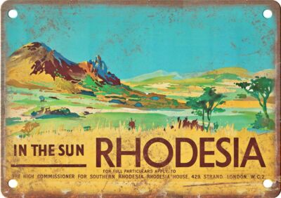 Metal Sign - Vintage Rhodesia Travel Poster - Retro Look Reproduction ...