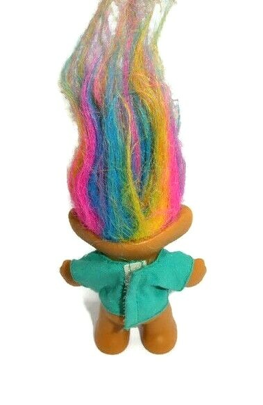 VINTAGE RUSS 3" LUCKY LOTTERY TROLL RAINBOW HAIR BROWN EYES | eBay
